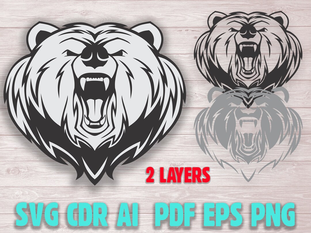 Oso svg cabeza de oso png clipart de cara de oso enojado - Etsy España