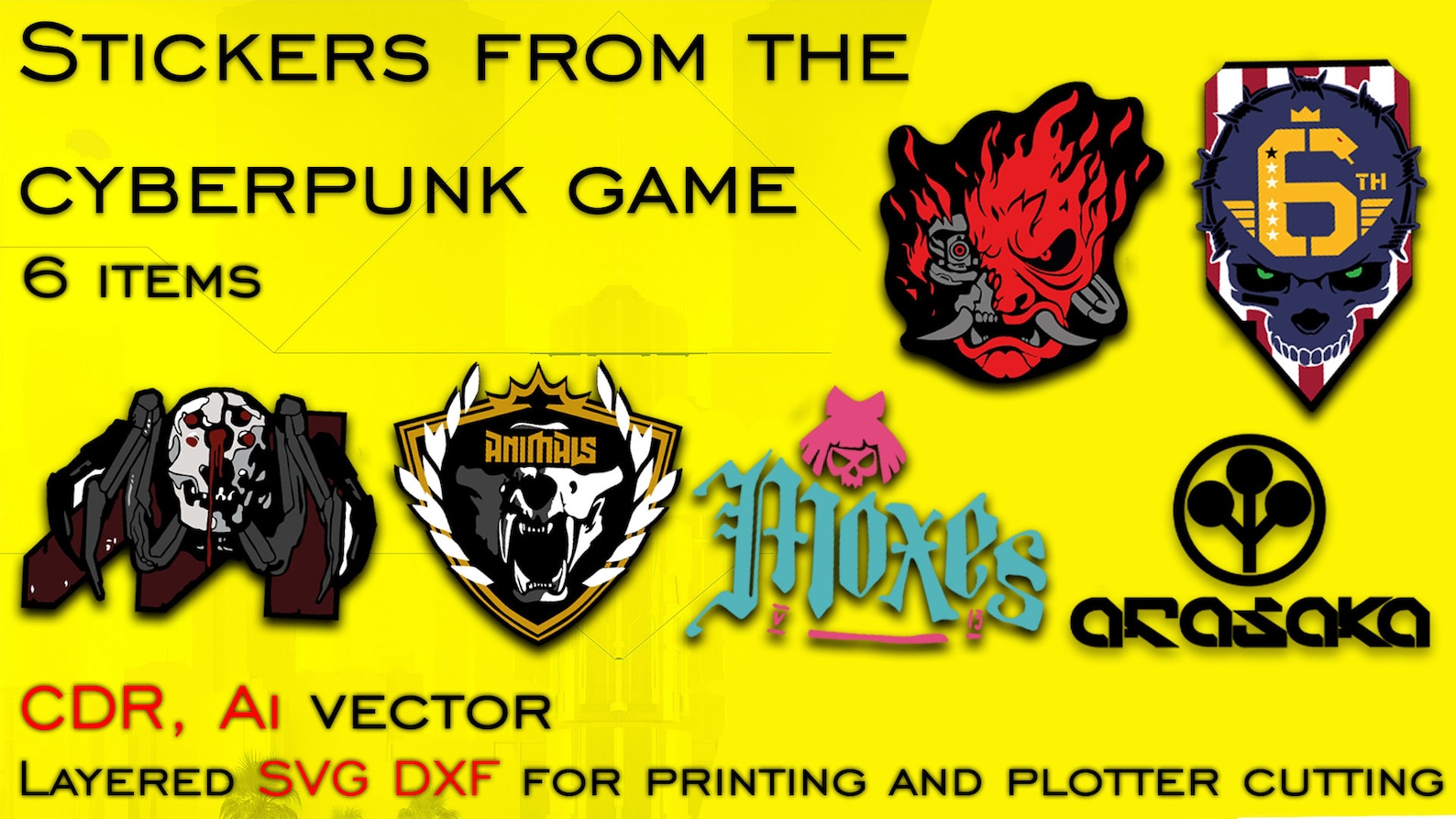 Cyberpunk 2077 Stickers Layered Svg,cdr, Ai, Pdf. PNG Transparent ...