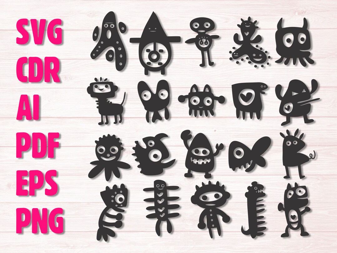 Colección de monstruos SVG, siluetas de monstruos de colección ...