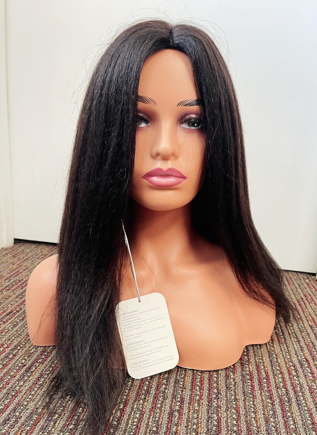 22 Inch Humen Hair Wig Kinky Straight Wig - Etsy