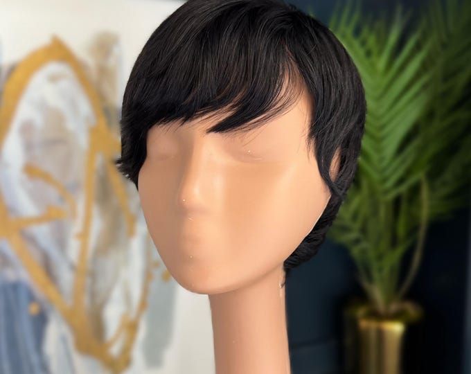 Short Pixie Cut Human Hair Wig, Natural Look, Glueless, Lightweight Wig ...
