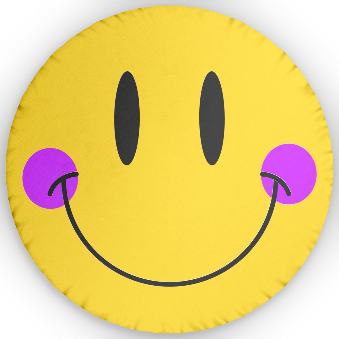 Yellow Smiley Face Shaped Pillow Pop Art Decor Colourful Design Plush ...