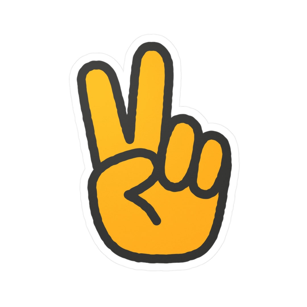 Yellow Peace Hand Kiss-cut Vinyl Decal Emoji Design Sticker Water ...