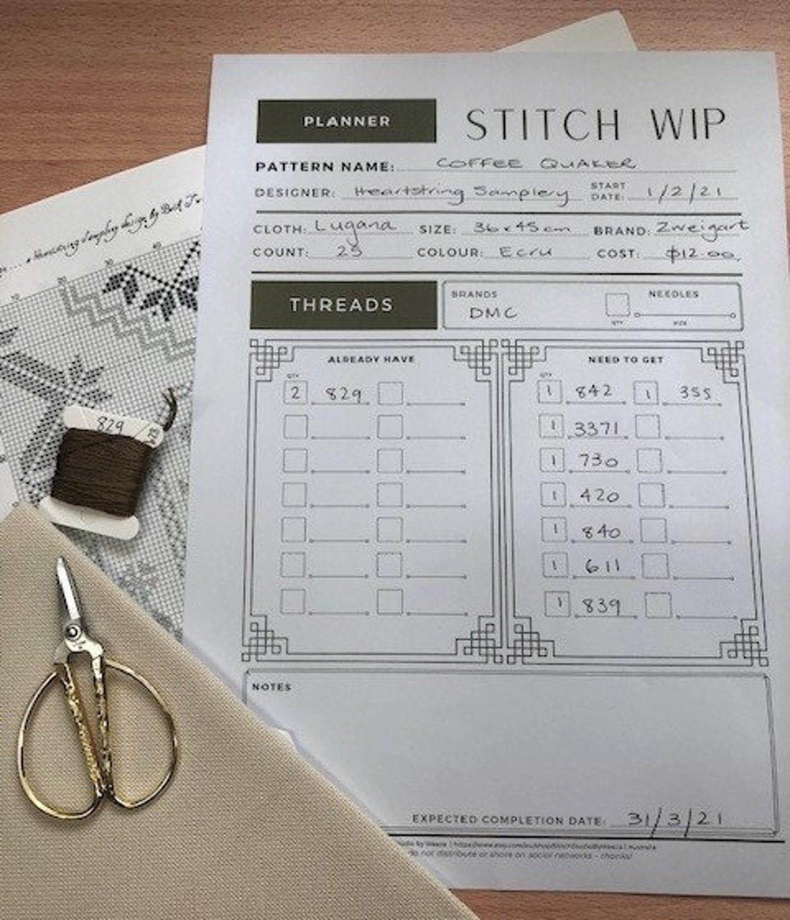 Stitch Planner | PDF Download - Etsy
