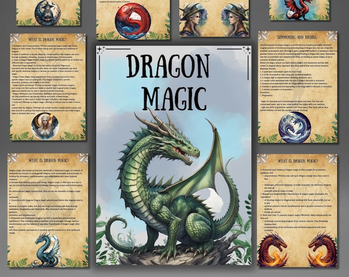 Secret Dragon Magic Grimoire Pages, Printable Wicca Pages, Book of ...