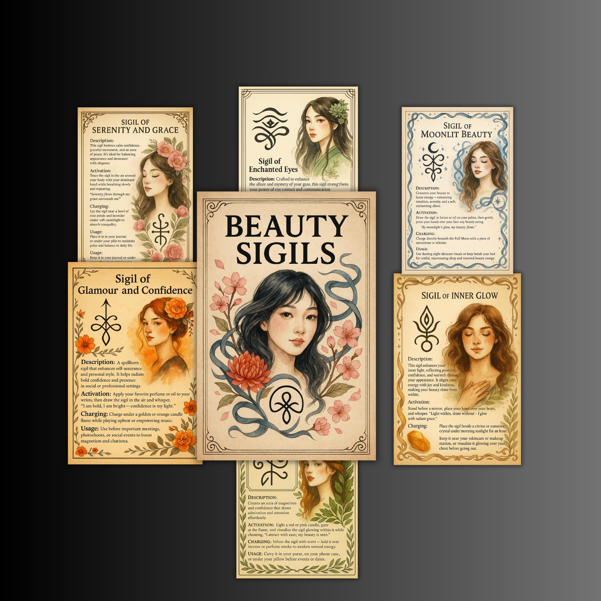 Secret Beauty Sigils, Printable Grimoire, Digital Witchcraft, Glamour ...