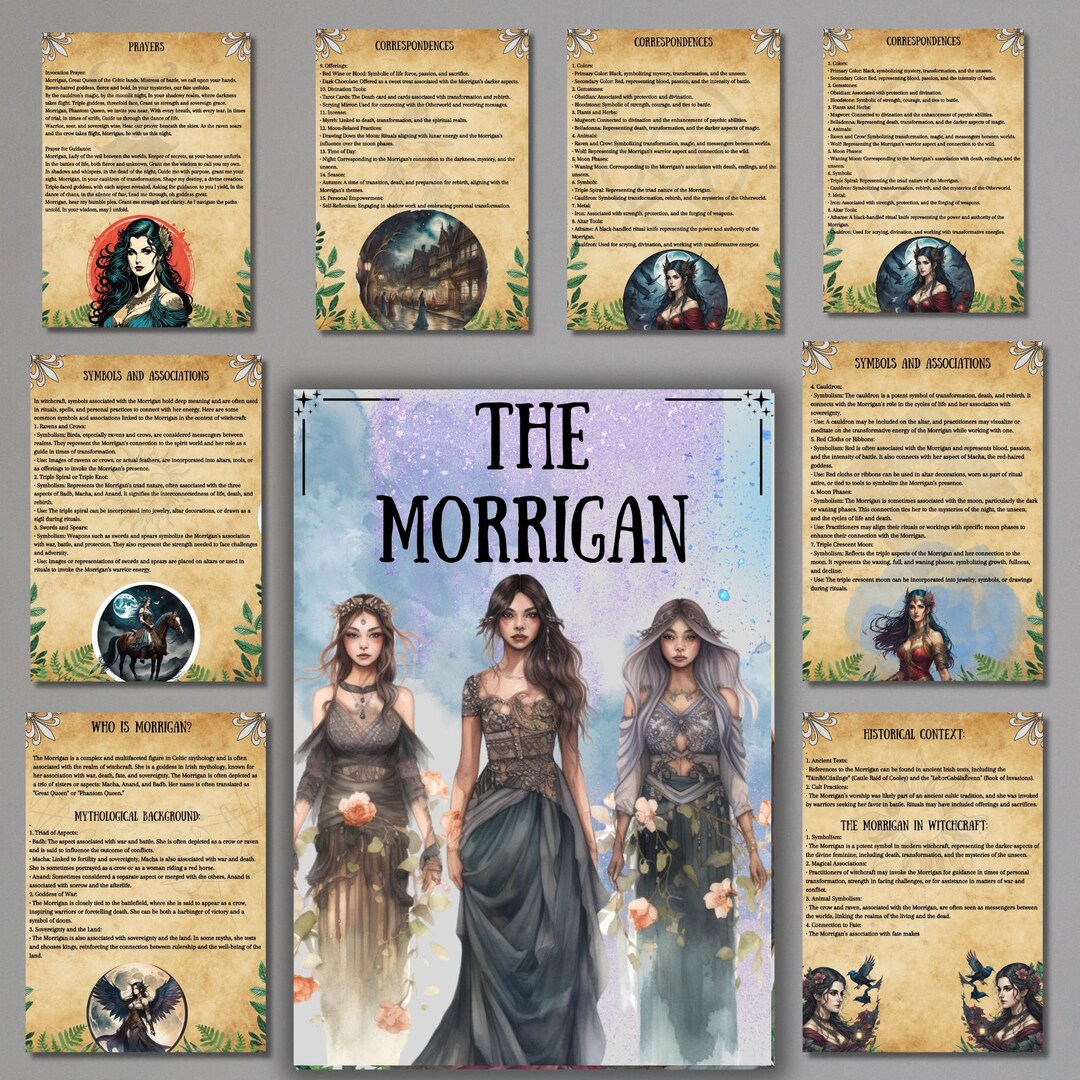 Goddess Morrigan Grimoire Pages, Wicca, Printable Book of Shadows ...