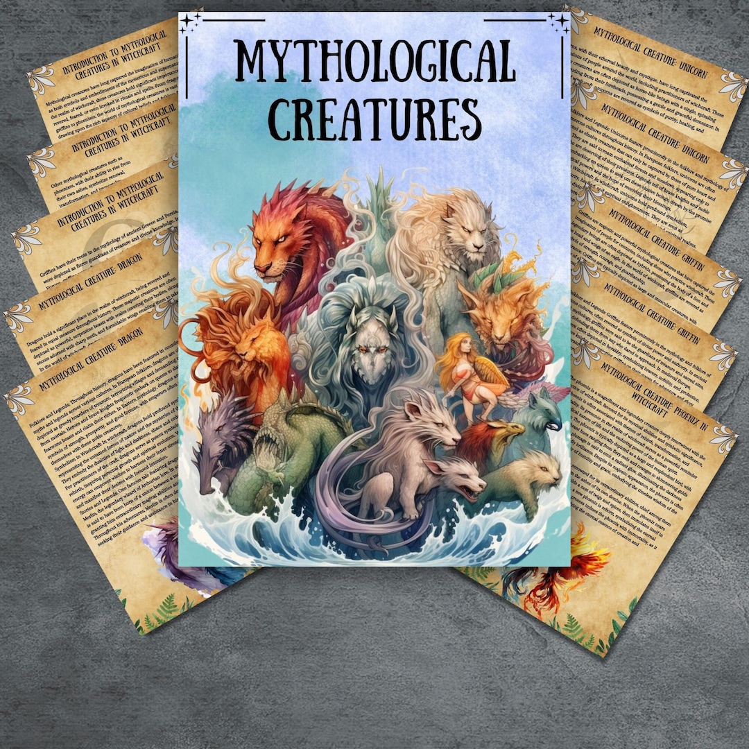 Secret Mythical Creatures Grimoire Pages, Witchcraft Magic Book of ...