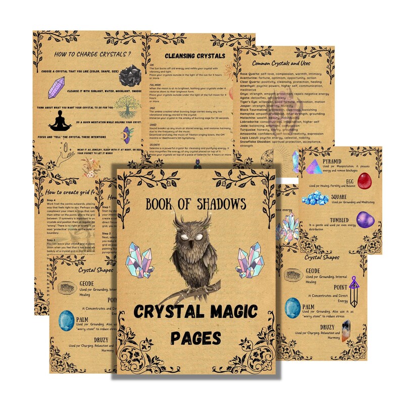Crystal Magic Grimoire Pages Printable Book of Shadows - Etsy