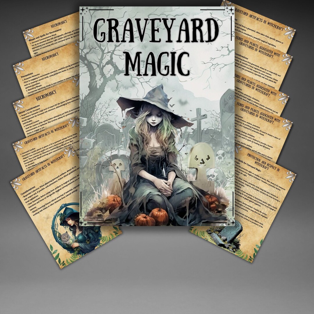 Secret Graveyard Grimoire Pages, Witches Book of Shadows, Graveyard ...