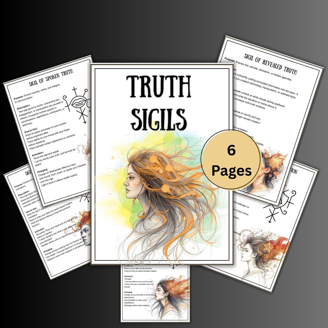 Truth Sigils Pages, Printable Grimoire, Sigil Magick Guide, Honesty ...