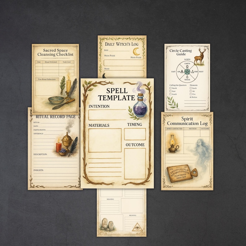 Witchcraft Grimoire Template Pages, BOS Printable, Magical Templates ...