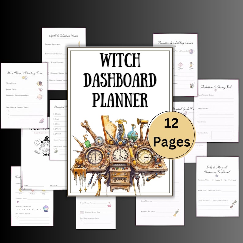 Witch Planner Dashboard, Printable Witchcraft Planner Inserts ...
