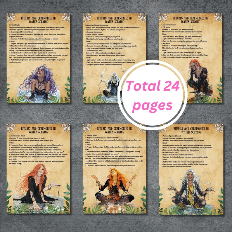 Secret Water Scrying Grimoire Pages, Divination Book of Shadows ...