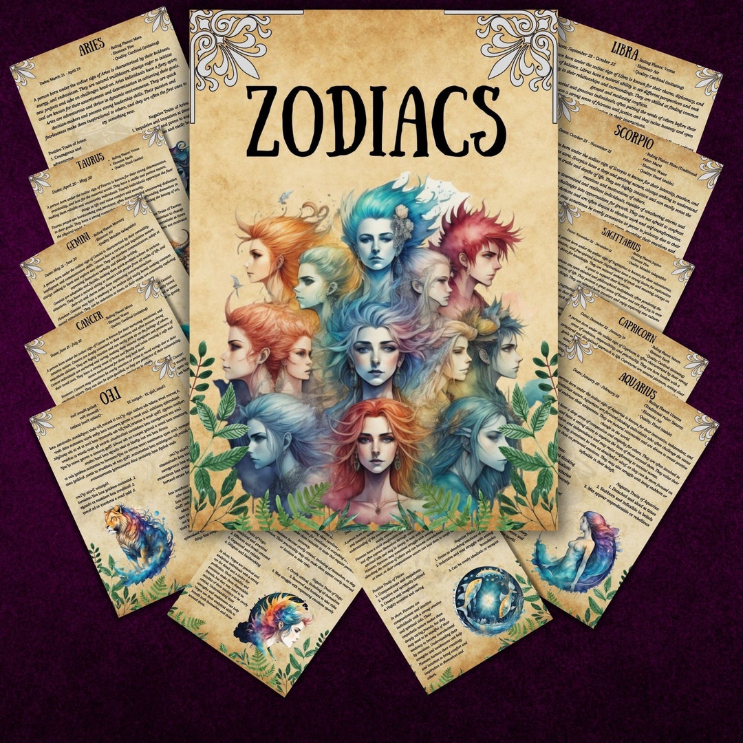 Secret Zodiac Grimoire Pages Printable Book of Shadows - Etsy