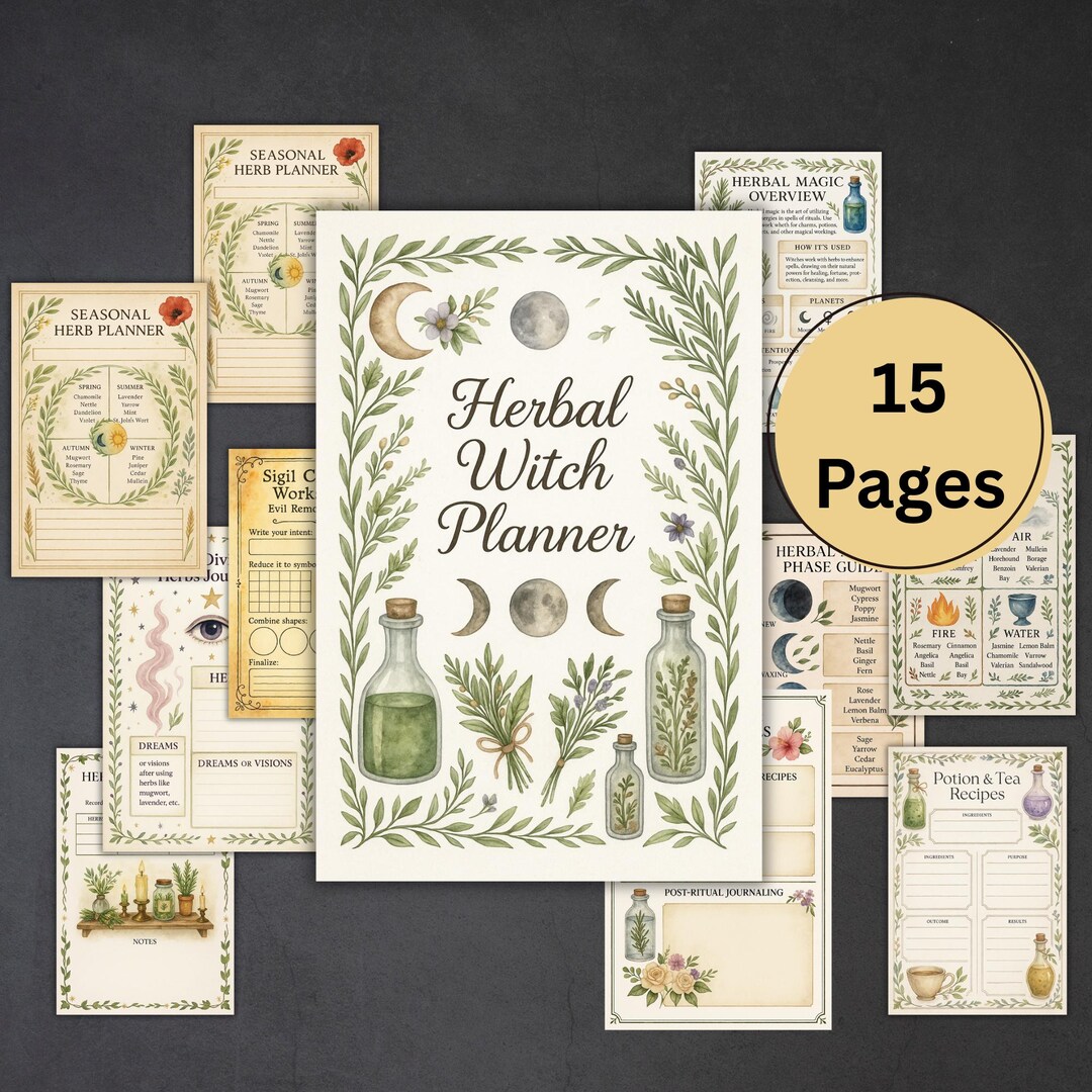 Herbal Witch Planner Pages, Printable Herbalism Journal, Digital ...