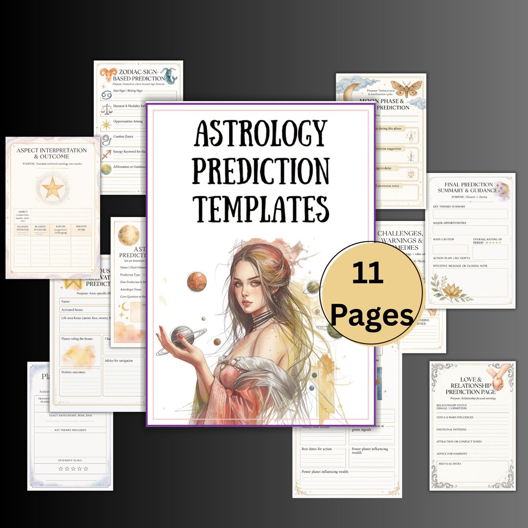 Astrology Prediction Templates, Zodiac Signs, Digital Grimoire, Witchy ...