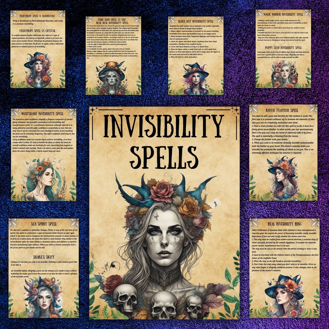 Invisibility Spells, Printable Spells Book, Wiccan Witches Spells, Book ...