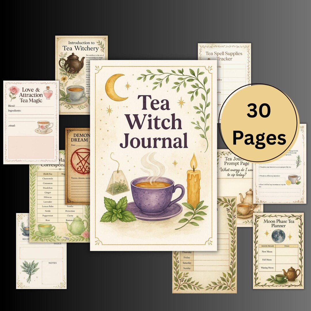 Tea Witch Grimoire Journal Pages, Tea Magic Planner, Brew Recipes ...