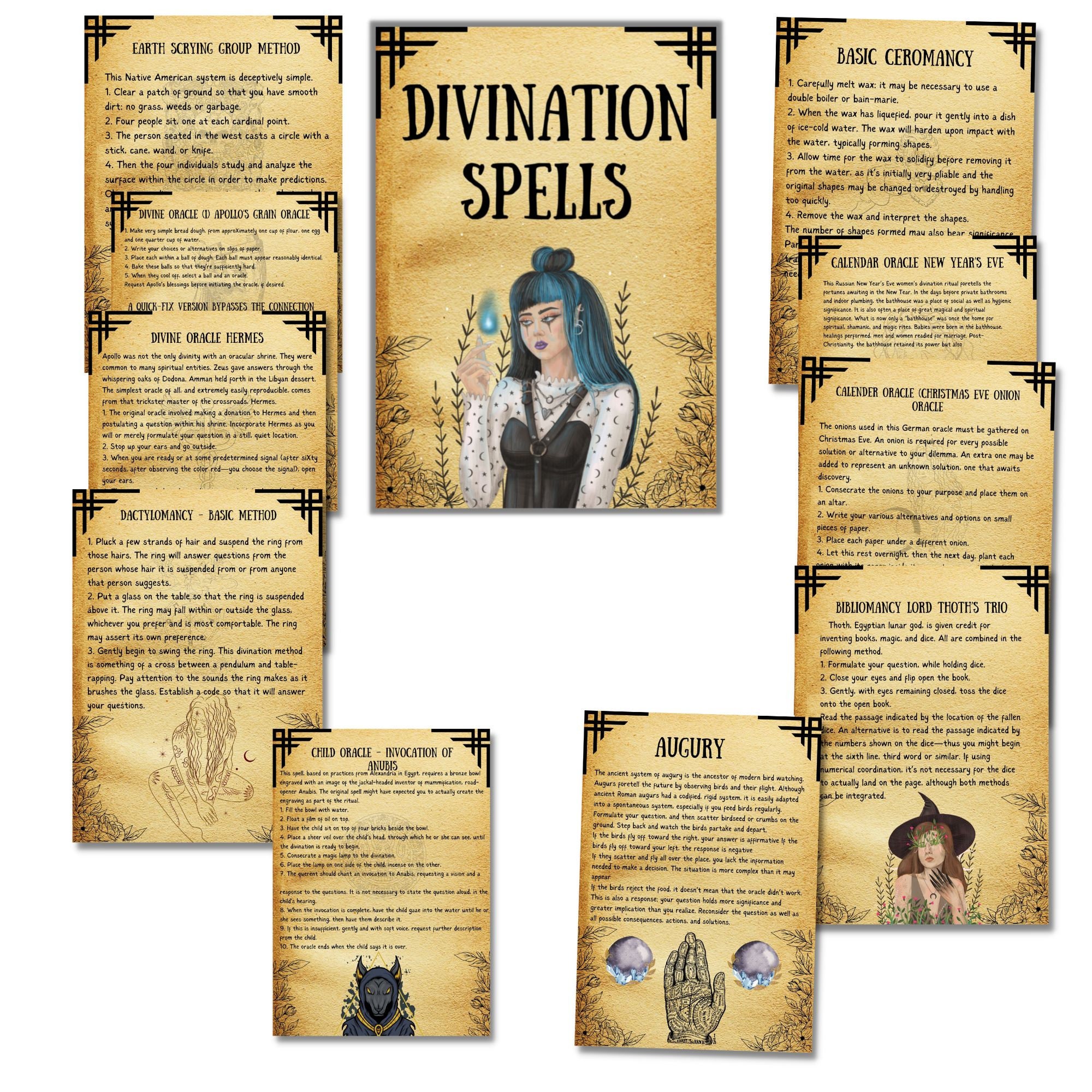 DIVINATION SPELLS Book, Witchcraft Book of Shadows, Beginner Spell ...