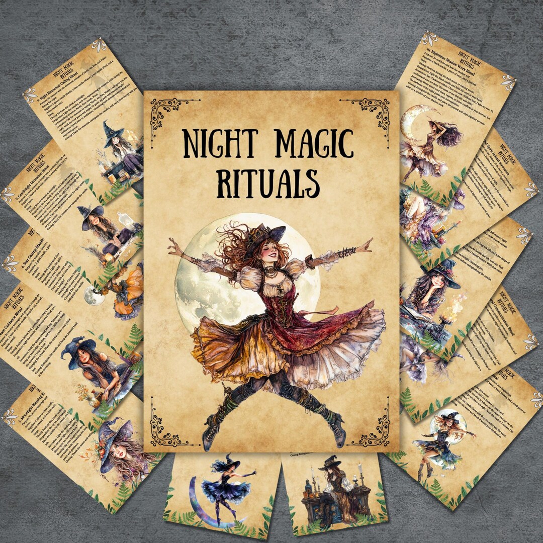 Night Magic Rituals Grimoire Pages, Book of Shadows, Witchy Rituals ...