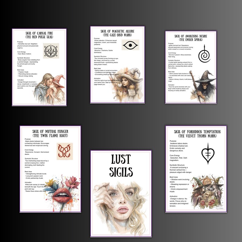 Secret Lust Sigils Grimoire Pages, Sigil Worksheet, Bundle, Witchy ...