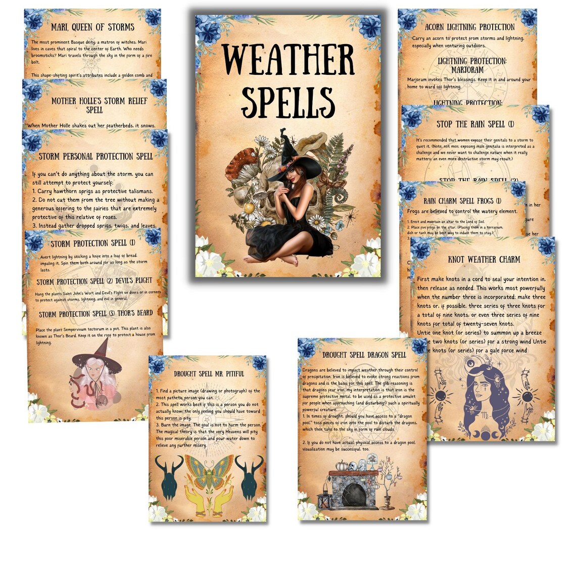 Weather SPELLS Book, Witchcraft Book of Shadows, Printable Wicca Spells ...