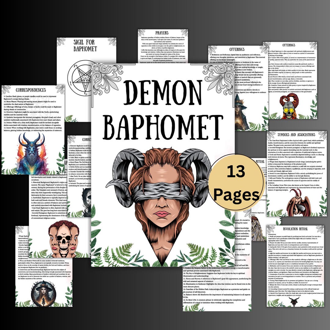 Baphomet Grimoire Pages, Altar, Witchy Printable Book of Shadows ...