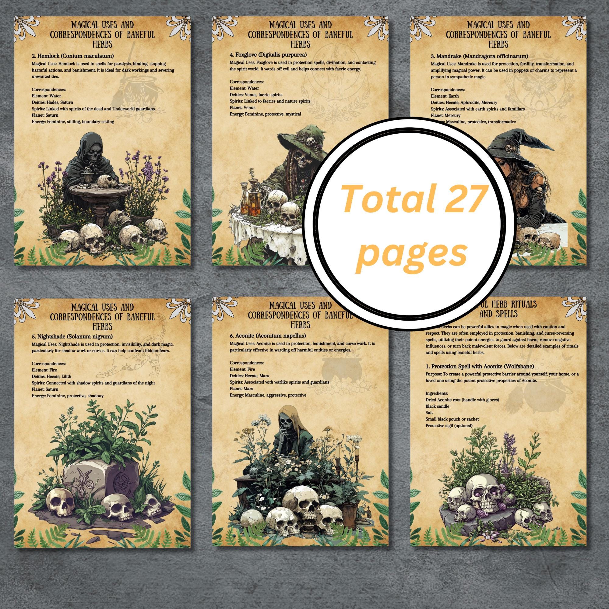 Secret Baneful Herbs Grimoire Pages, Toxic Herbs, Book of Shadows ...