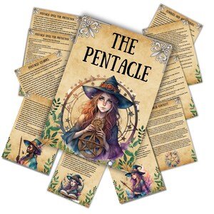 Pentacle Witchcraft Grimoire Pages: Book of Shadows Printable, Pentacle ...