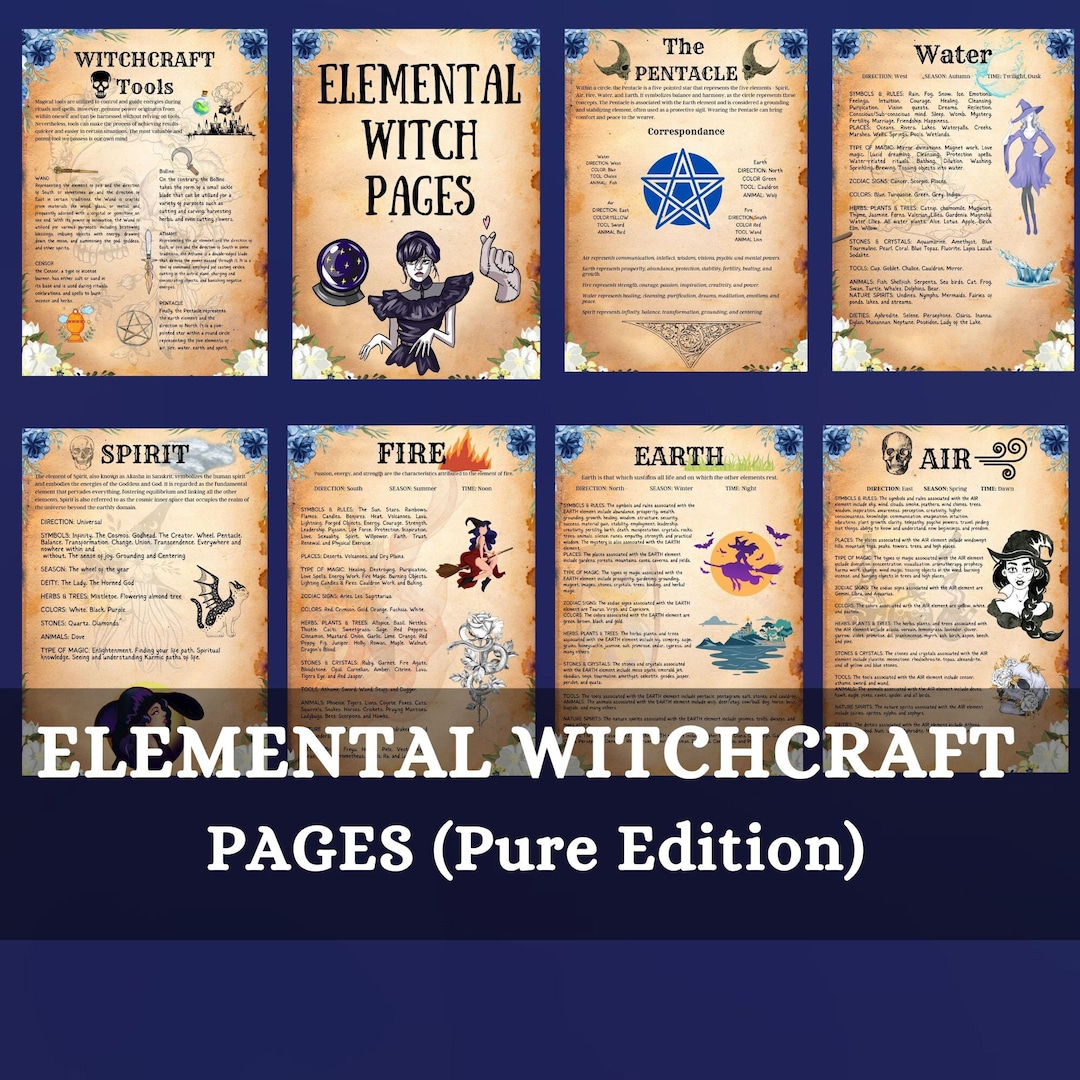 Witch Elemental Pages, Book of Shadows Pages, Witchcraft Spellbook ...