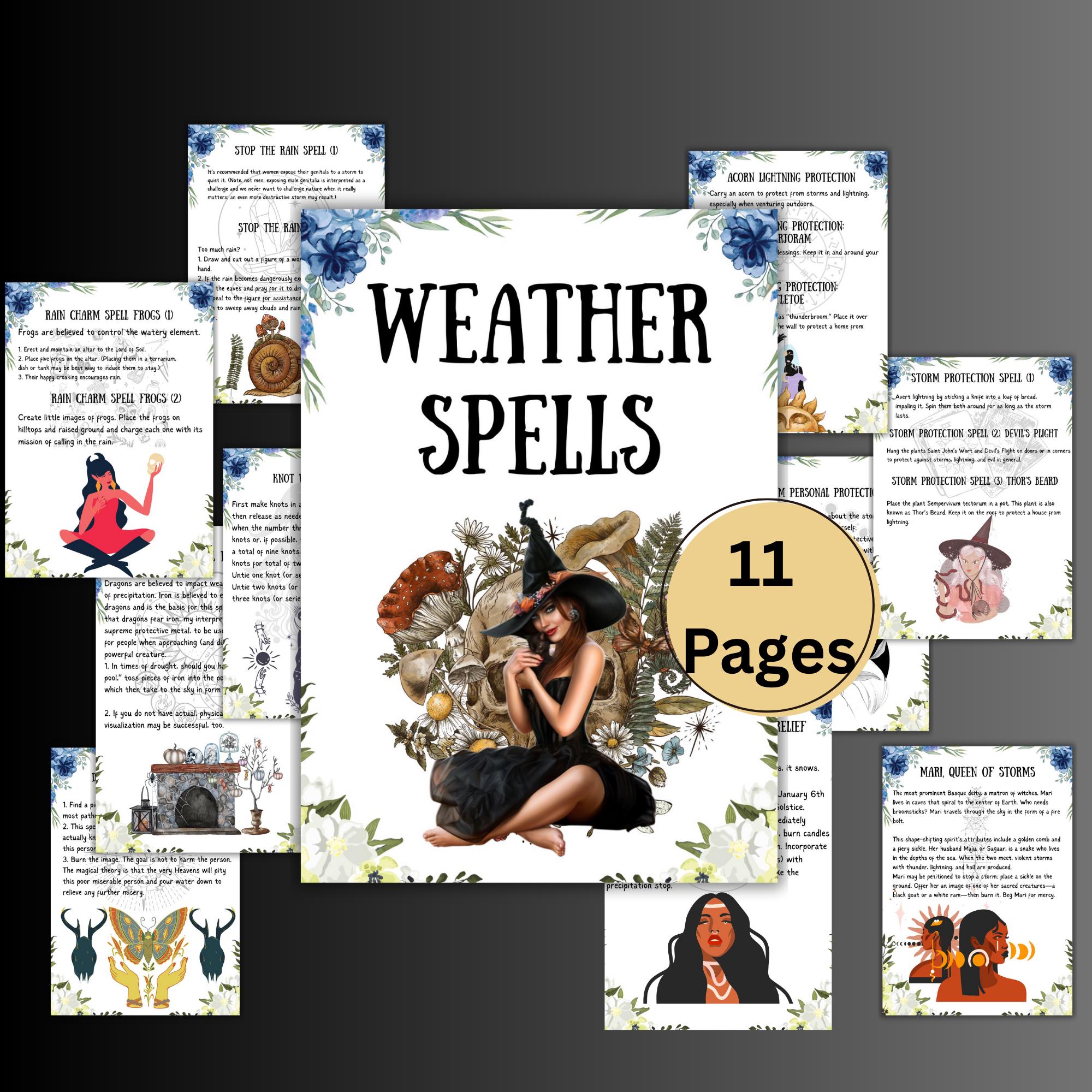 Weather SPELLS Book, Witchcraft Book of Shadows, Printable Wicca Spells ...