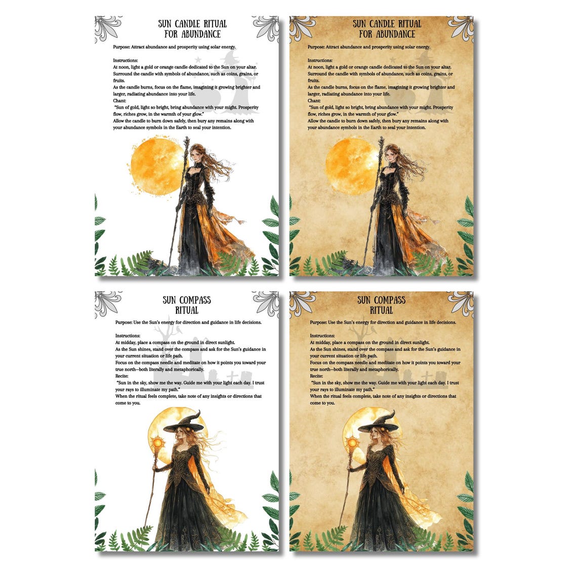 Secret Sun Rituals Pages Grimoire, Solar Book of Shadows, Solar Witch ...