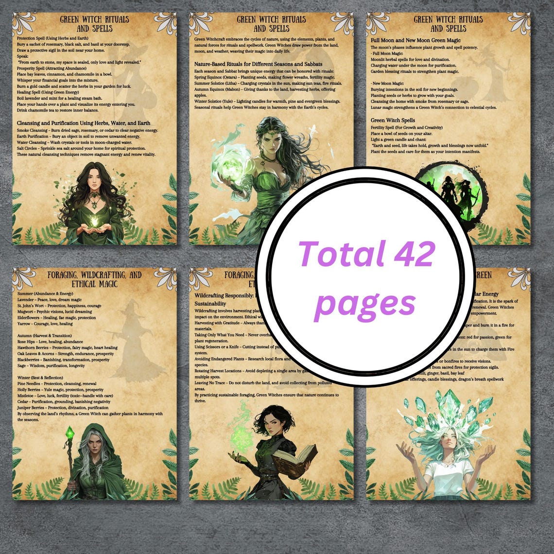 Secret Green Witch Grimoire Bundle, Witchcraft Book of Shadows Pages ...