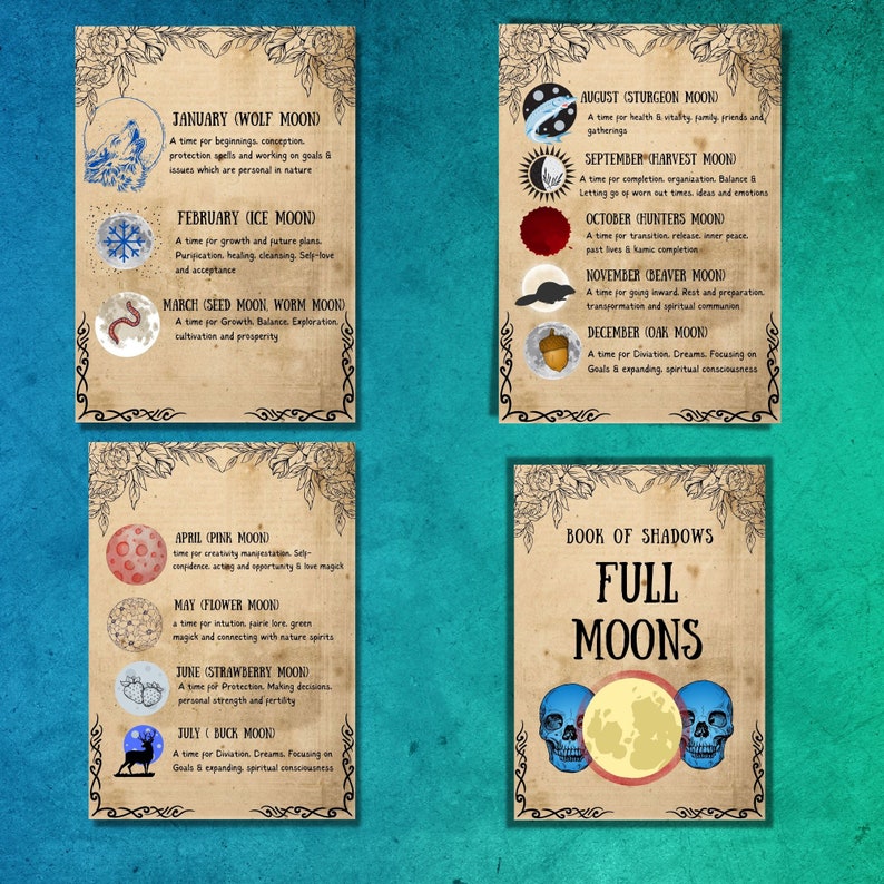 Moon Magic Printable Grimoire Pages Wicca Book of Spells - Etsy