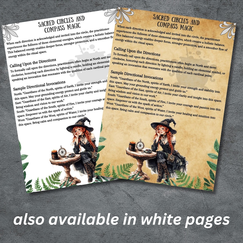 Secret Compass Magic Grimoire, Printable Witchy Book of Shadows Pages ...