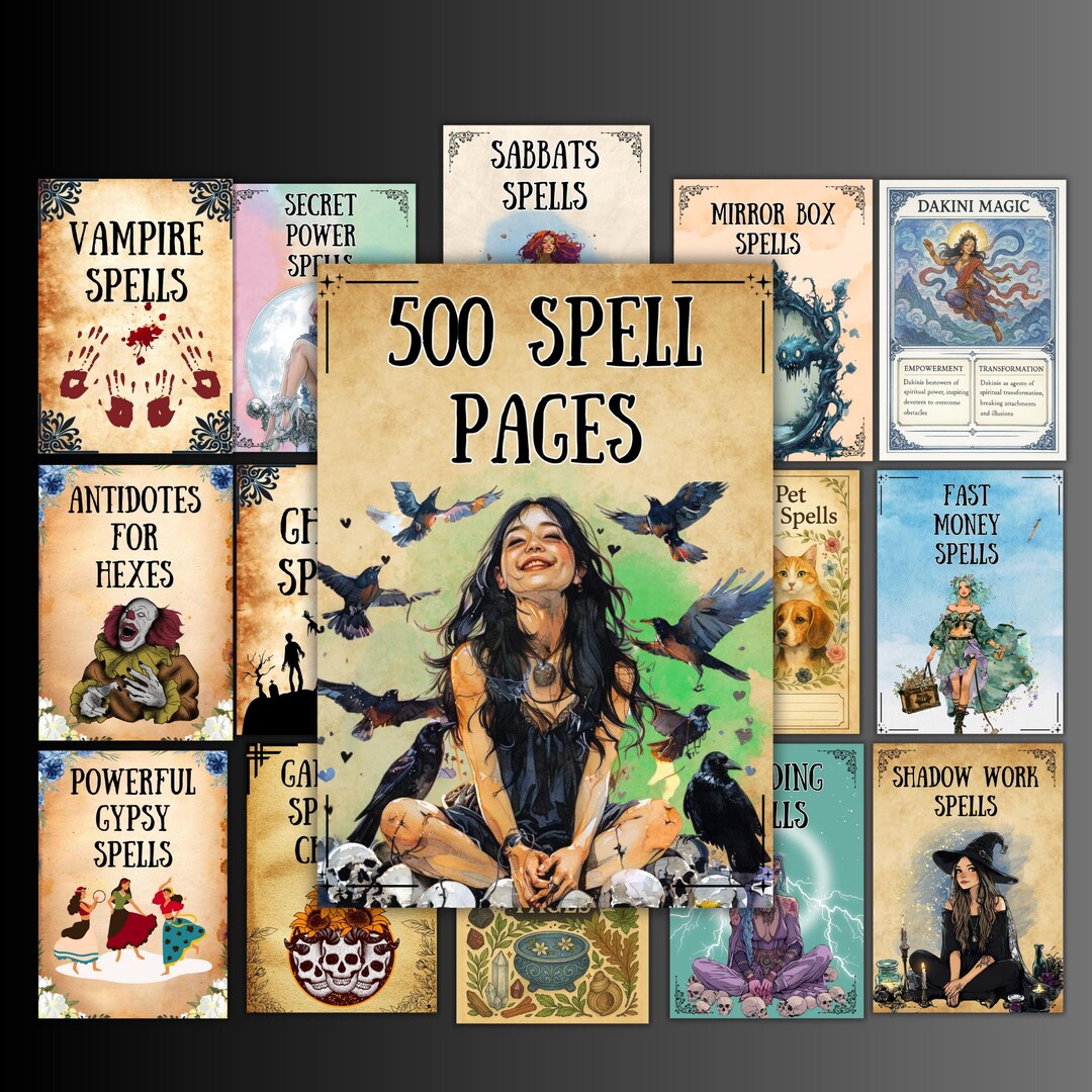500 Spells Pages, Beginner Witchcraft, Wiccan Spells Sheet, Witch Book ...