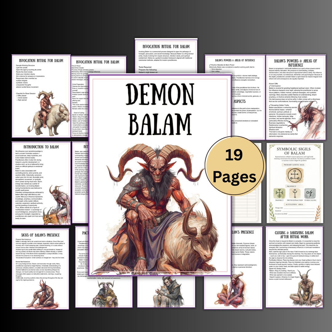 Balam Demon Grimoire Pages, Printable Demonic Invocation, Balam ...