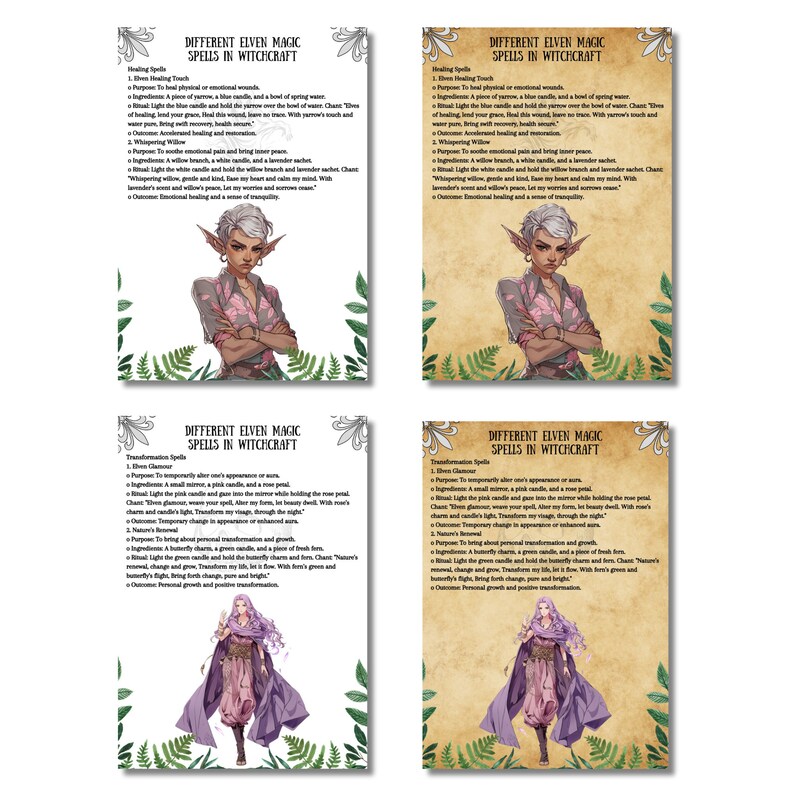 Elves Magic Grimoire Pages, Elf Book of Shadows, Basics Witchcraft ...