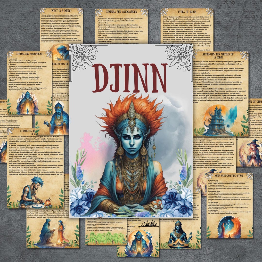 Secret Djinn Printable Grimoire Pages, Wiccan Book of Shadows, Djinn ...