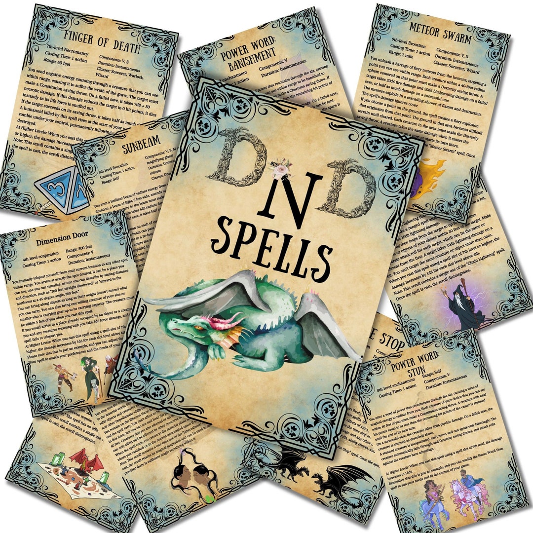 DND 5e Spell Scroll, DND Spellbook, RPG Printable Class Spells ...