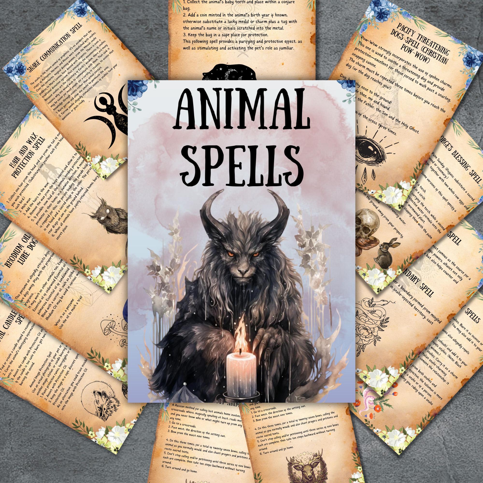 Animal Spells Bundle, Witchy Book of Spells Pages, Wicca Witchcraft ...