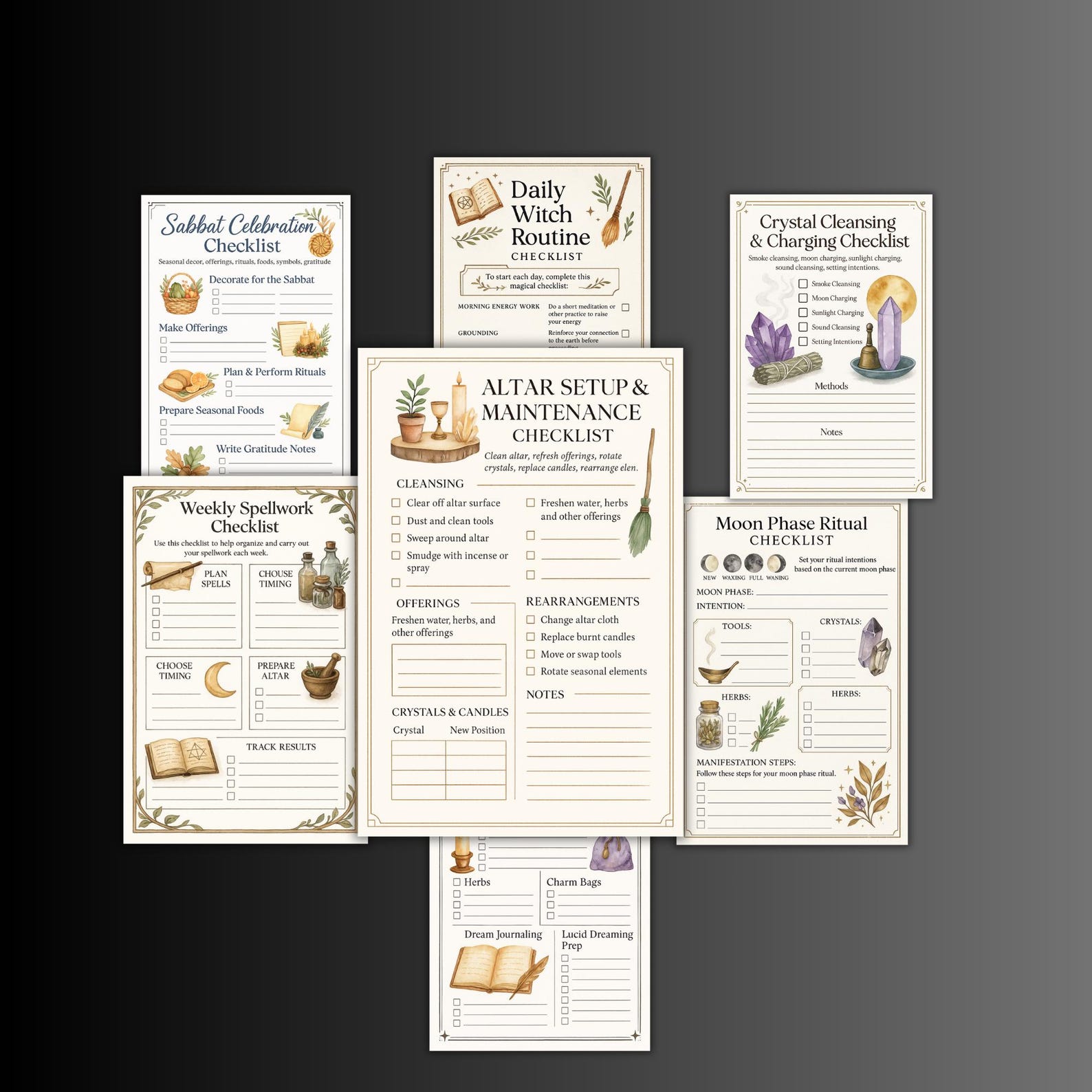 Witchy Checklist Planner, Daily Witch Journal, Witchcraft Routine ...