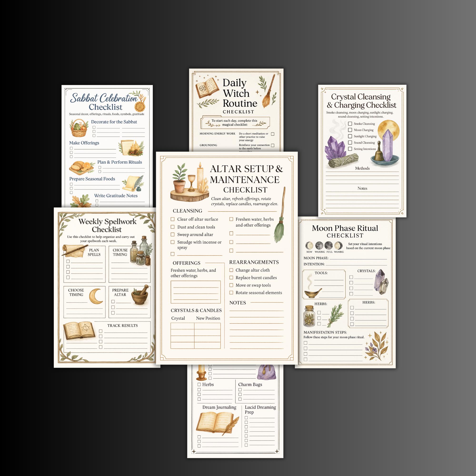 Witchy Checklist Planner, Daily Witch Journal, Witchcraft Routine ...