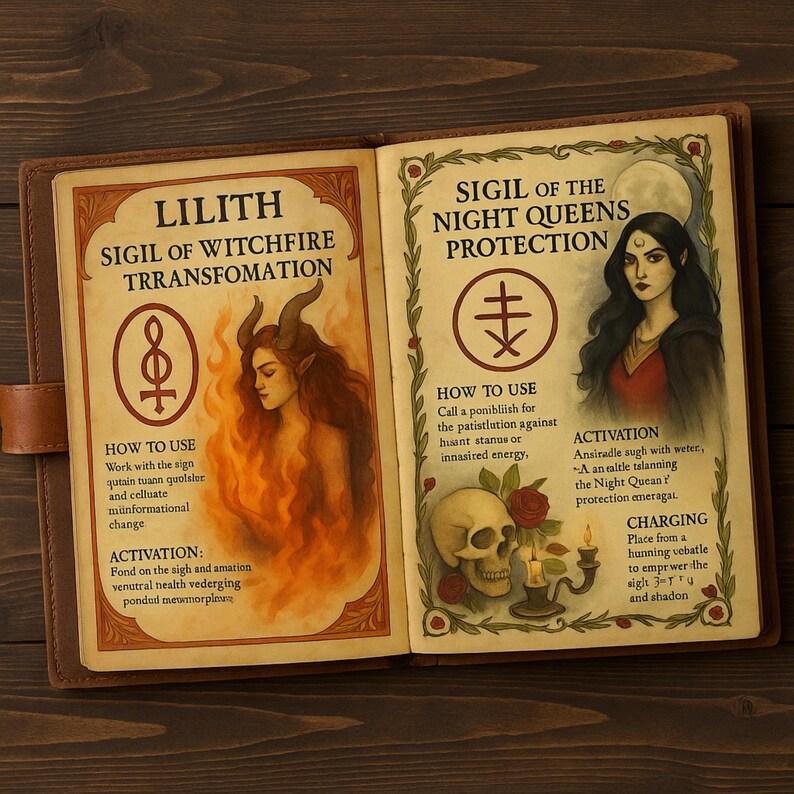 Dark Goddess Lilith Sigils, Grimoire Pages, Printable Witchcraft Sigils ...