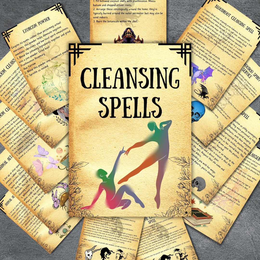 Cleansing Spells Book, Printable Wicca Spells, Witchy Book of Shadows ...