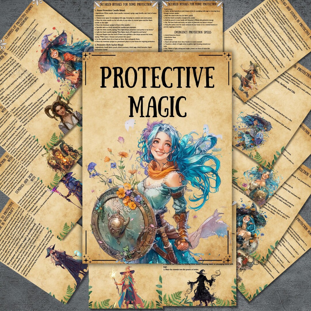 Protection Magic Grimoire Pages, Printable Witchcraft Book of Shadows ...