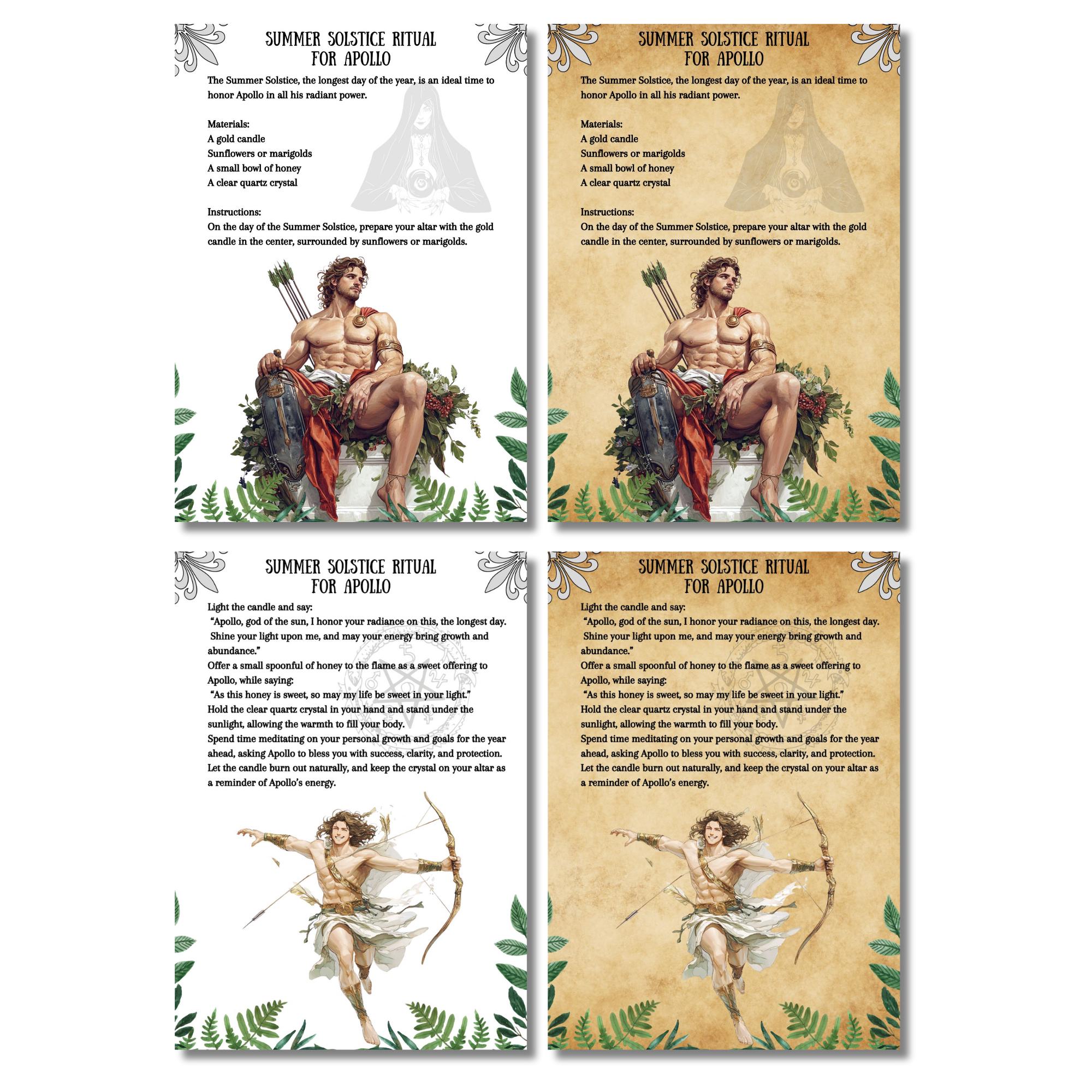 Greek God Apollo Rituals, Grimoire Pages, Prayer, Invocation ...