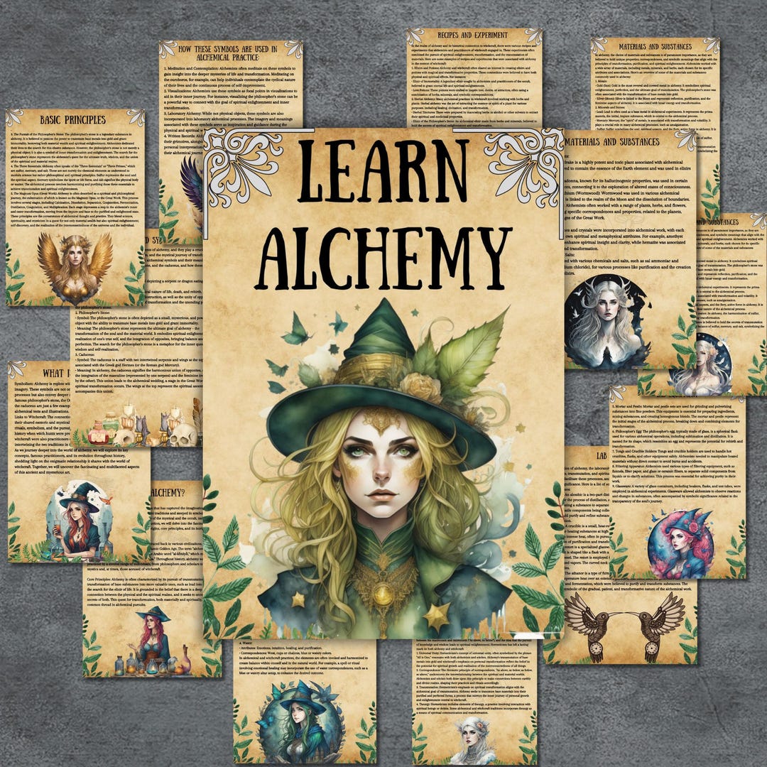 Alchemy Grimoire Pages, Printable Book of Shadows, Witchcraft, Wiccan ...