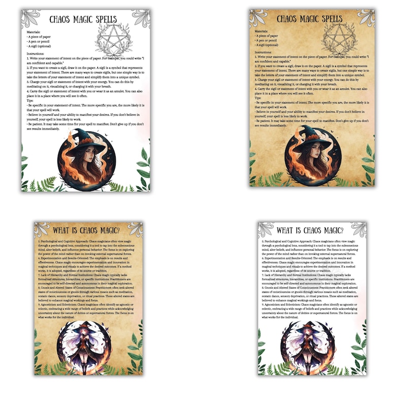 Chaos Magic Grimoire Pages, Beginner Book of Shadows, Printable ...